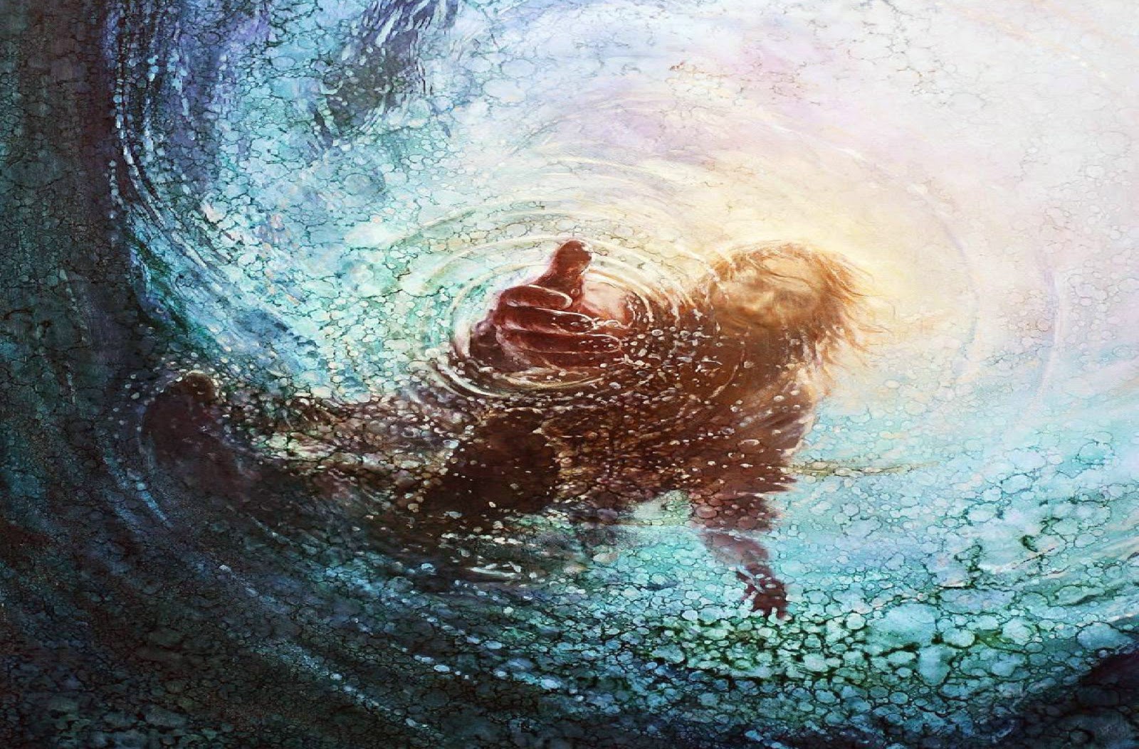 Jesus Reaching Into The Water