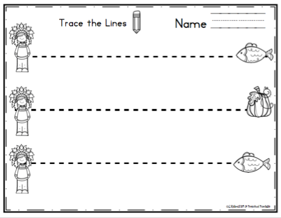 Thanksgiving Trace the Lines Easy ~ Preschool Printables