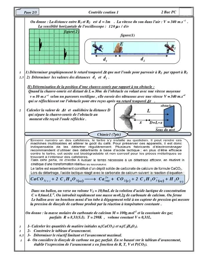 controle 1 physique-chimie semestre 1 2bac international