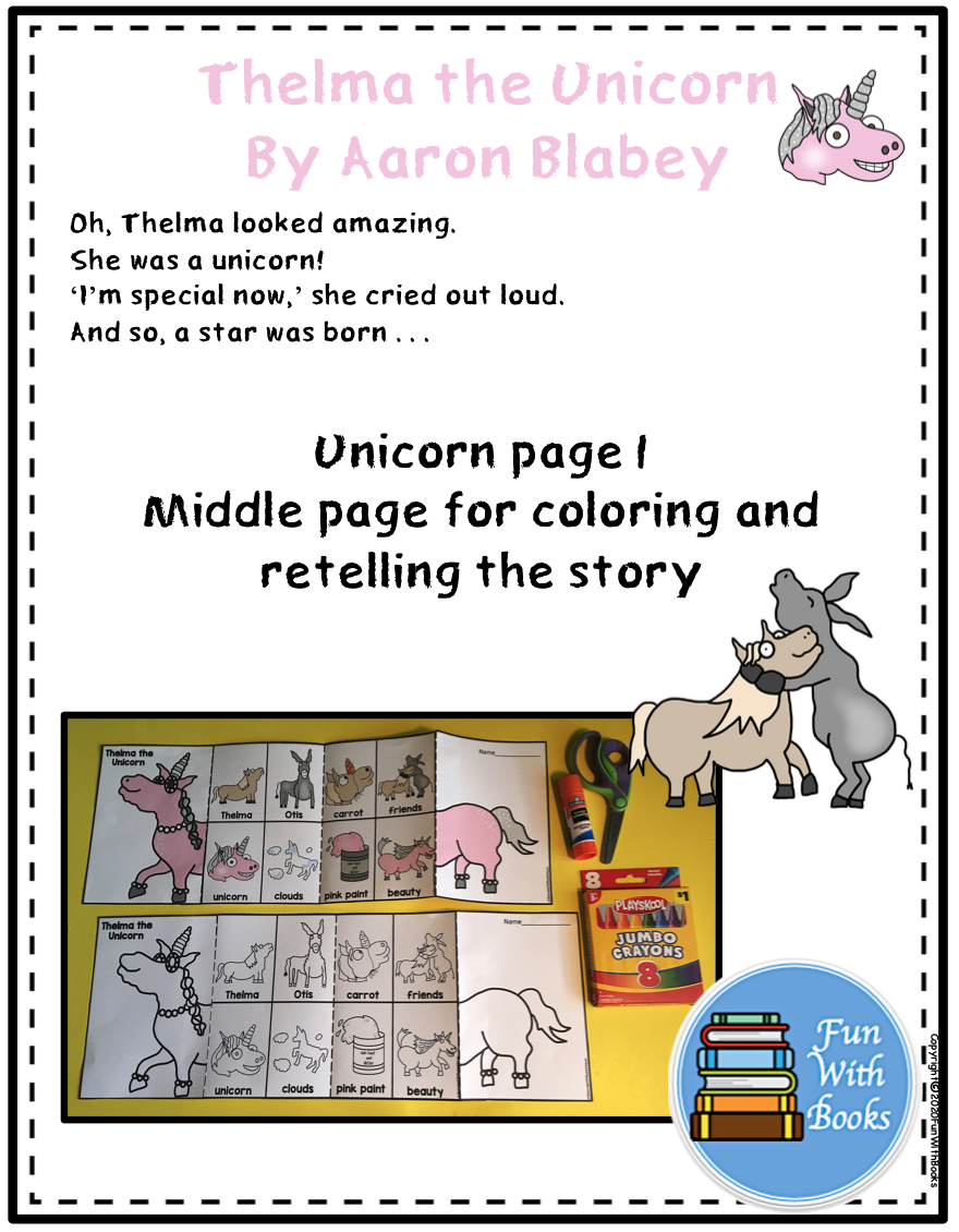 THELMA THE UNICORN BOOK UNIT AND CRAFT 62 PAGES ~ Book Units by Lynn