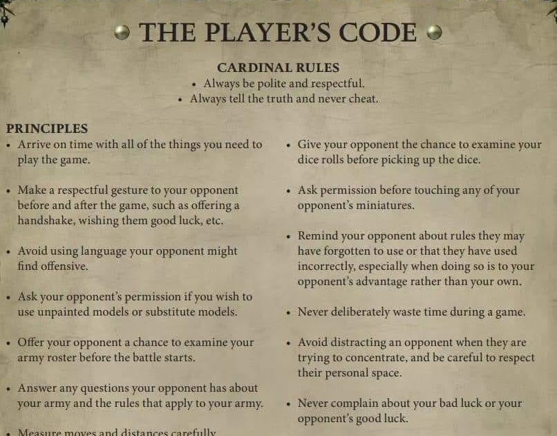 oldSarges Wargame and Model blog: Code of conduct for players.