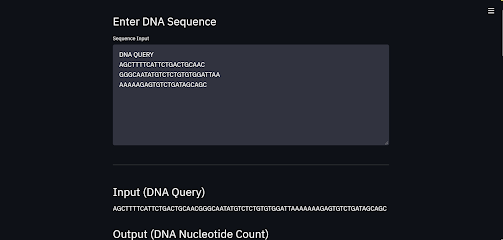 DNA Nucleotide Count Web App - Streamlit (Python)