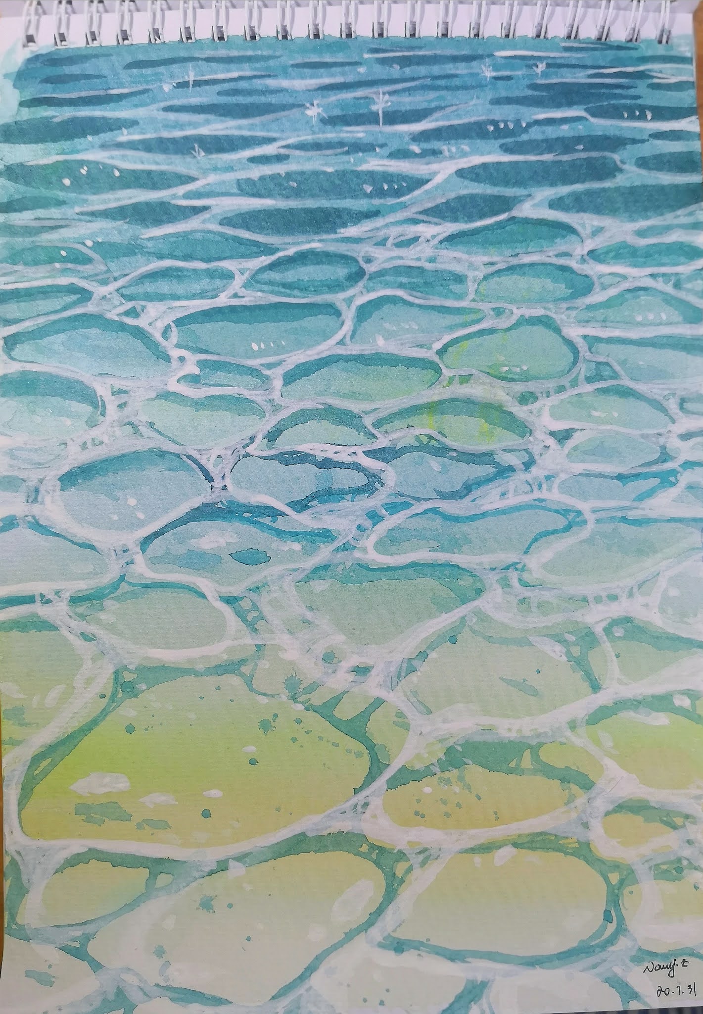 2 ways How to draw Watercolor water step by step tutorial easy for ...