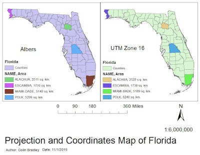 Colin's GIS Blog: Projection and Coordinates Map of Florida