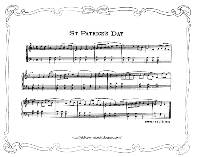 St. Patrick's Day Jig and Sheet Music | The Doll Coloring Book