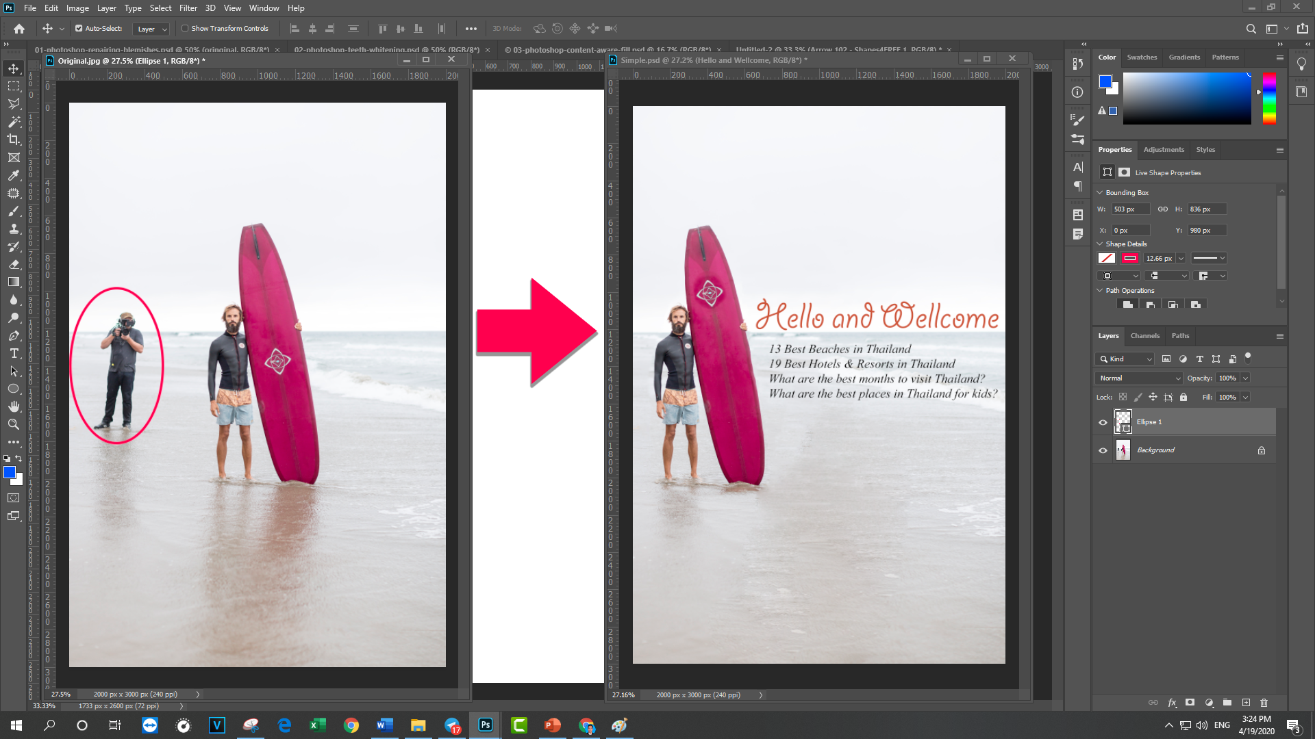 Practice Exercises in Lesson 9/1| Using Spot Healing Brush, Healing ...