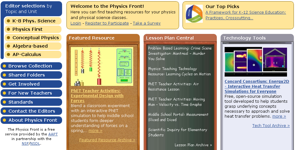 The Physics Front - teaching resources for Physics ~ tech support 1