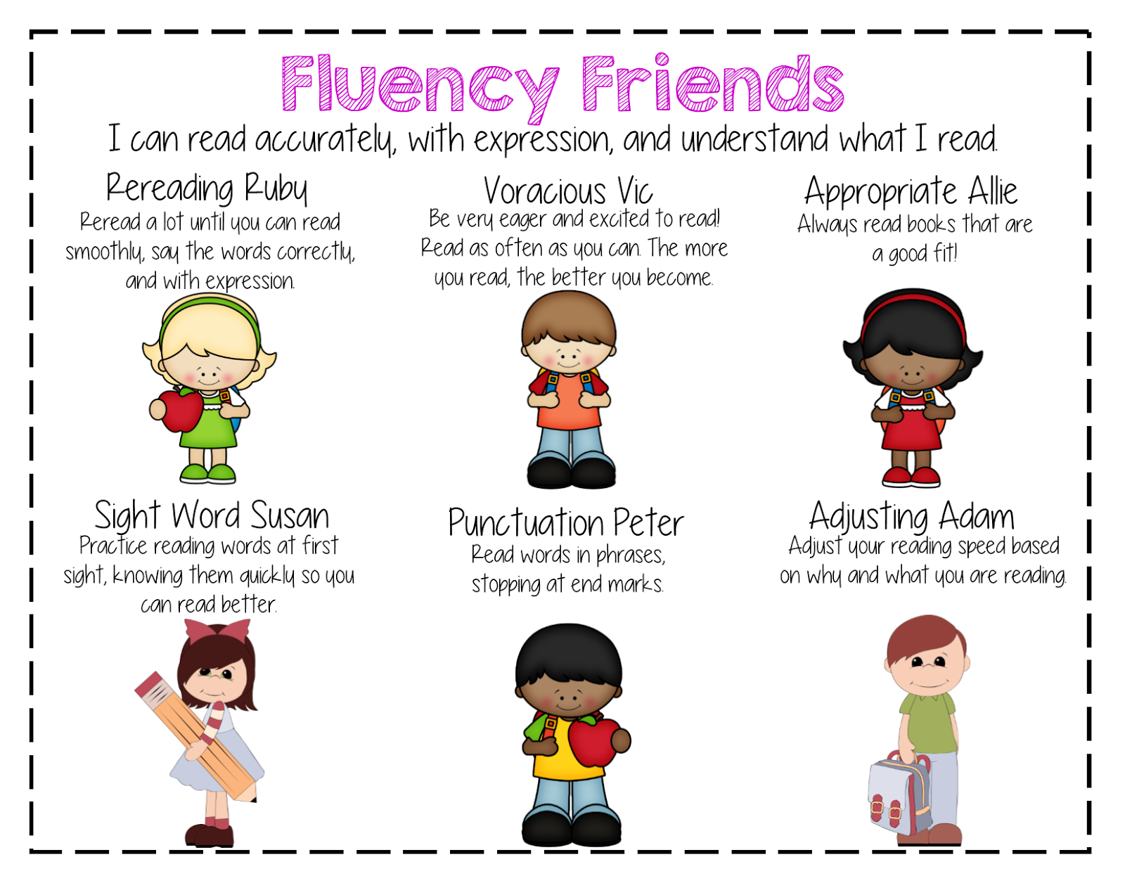 Fluency Friends! And My CAFE Bookmark #colorize | Pride and Primary