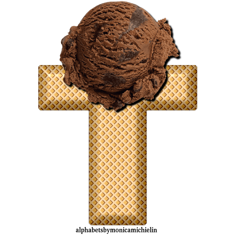 M. Michielin Alphabets: 3 - CHOCOLATE ICE CREAM CONE ALPHABET PNG