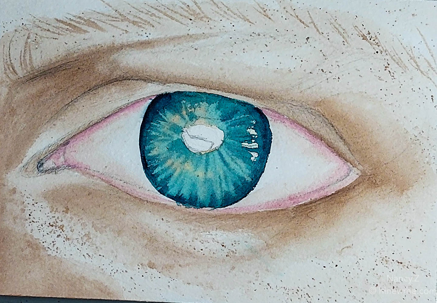 How to draw an eye with blue pupil step by step for beginners, come to ...