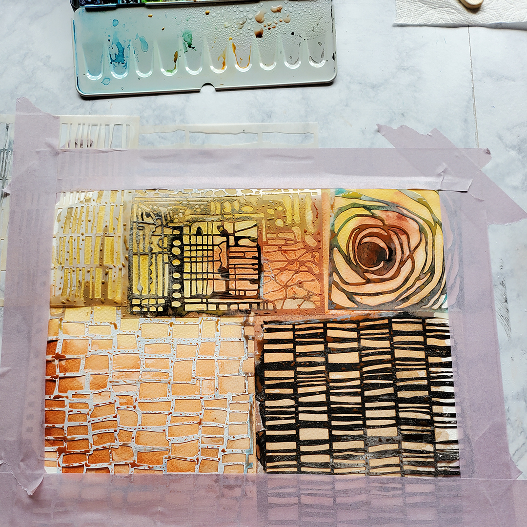 StencilGirl® Talk: Mini Stitched Collages with StencilGirl® Stencils