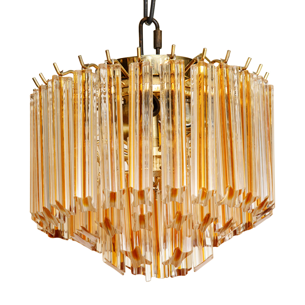 On Antique Row : West Palm Beach: Italian Chandelier - Amber/clear prisms