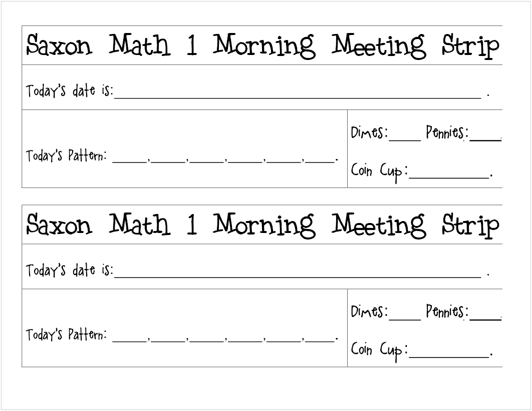 What the ones in Colorado are up to...: Saxon Math 1 Meeting Printable