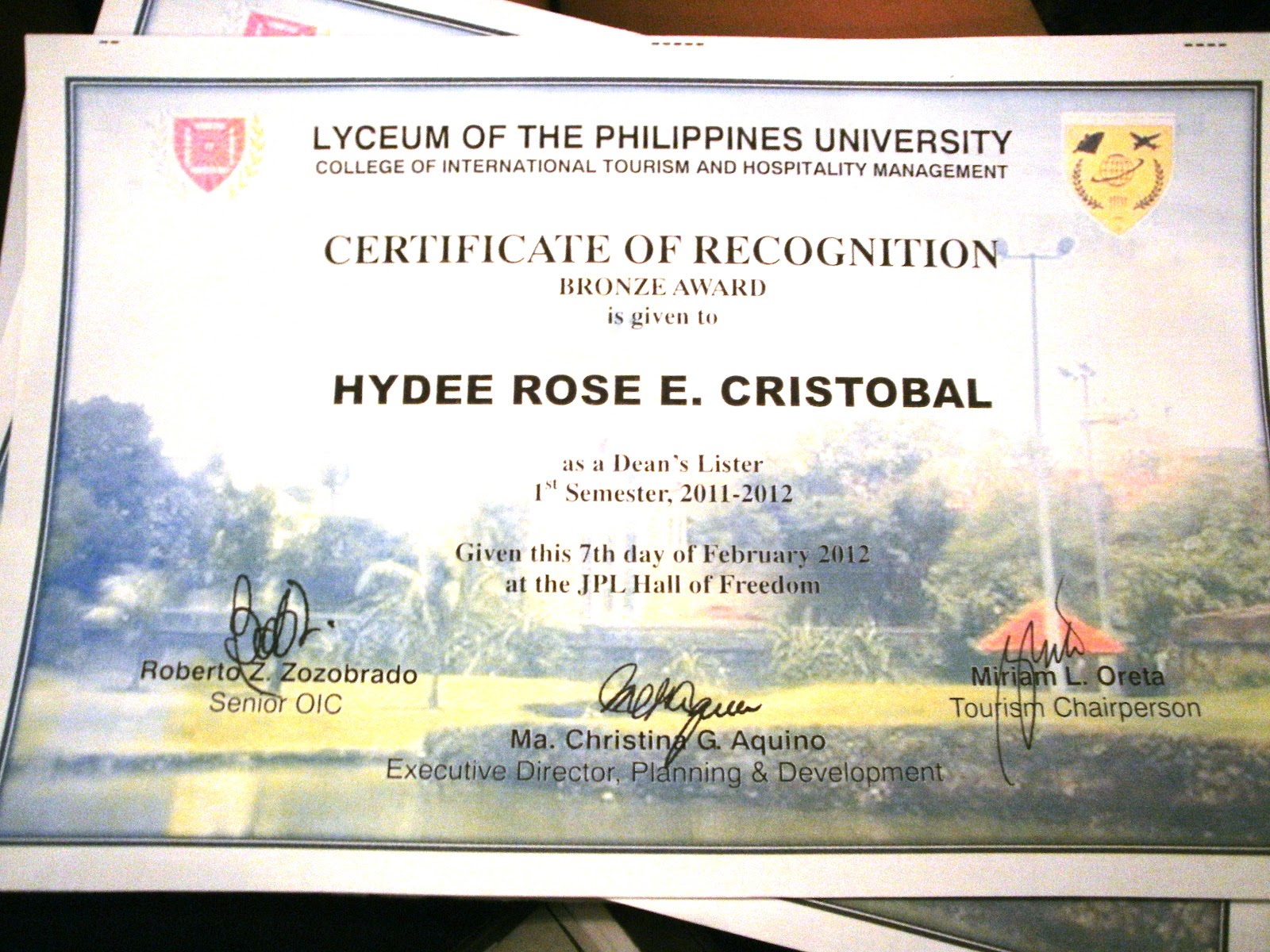 Hydee Rose: Dean's Lister Recognition Day