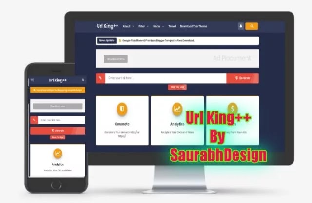 Url King++ Premium Blogger Template Free Download. – SaurabhDesign