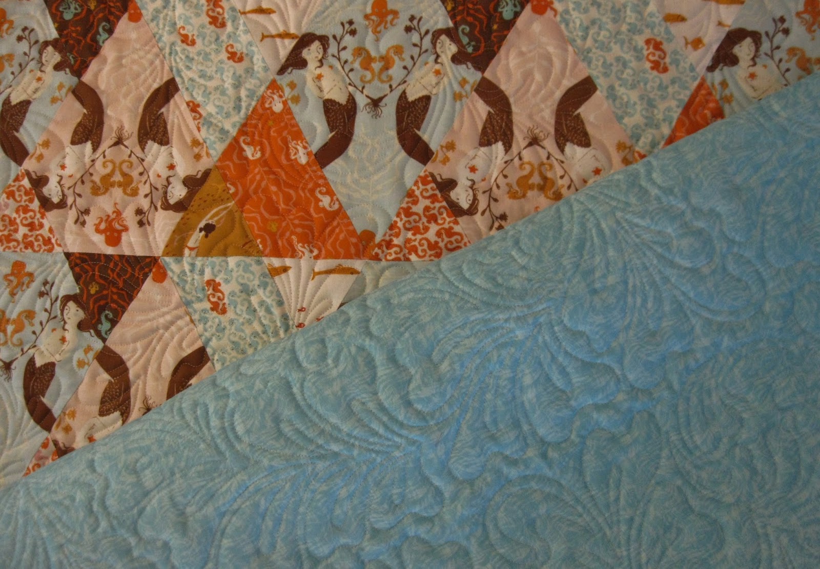 Moonbear Longarm Quilting: Mermaids swimming in Seaweed