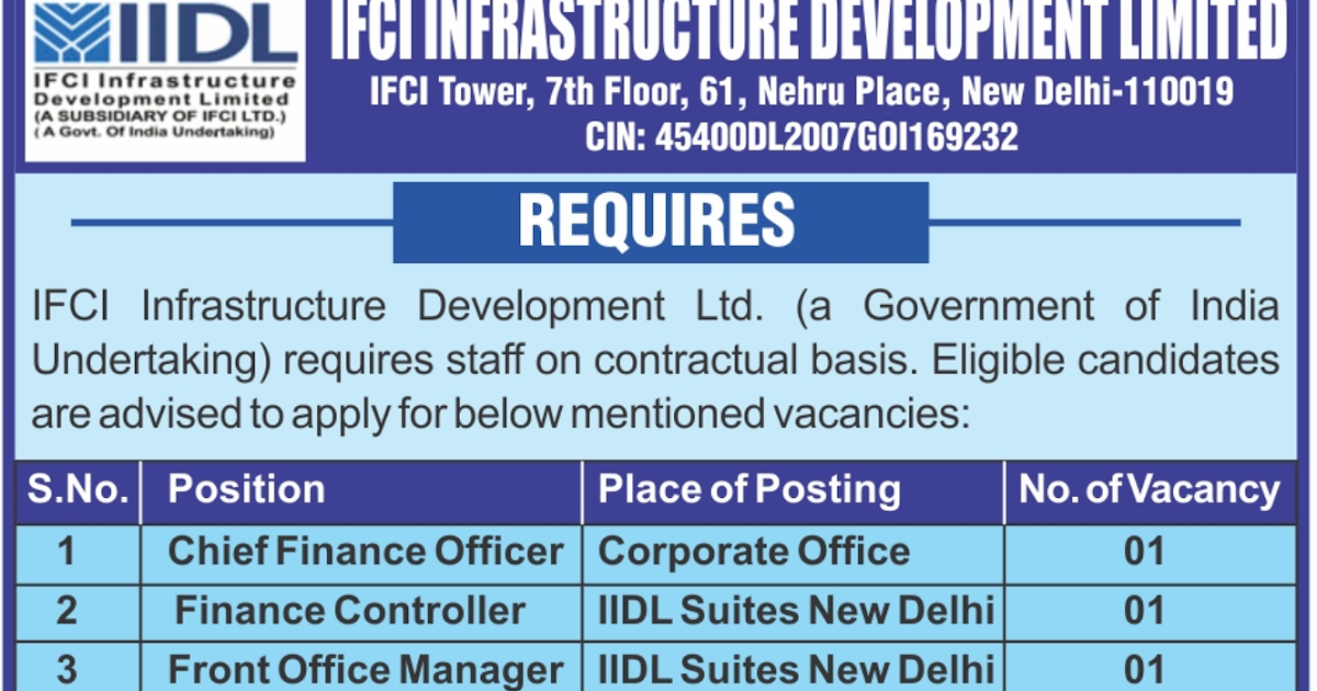 IIDL Recruitment 2021 Apply Online | 04 Officer Vacancies