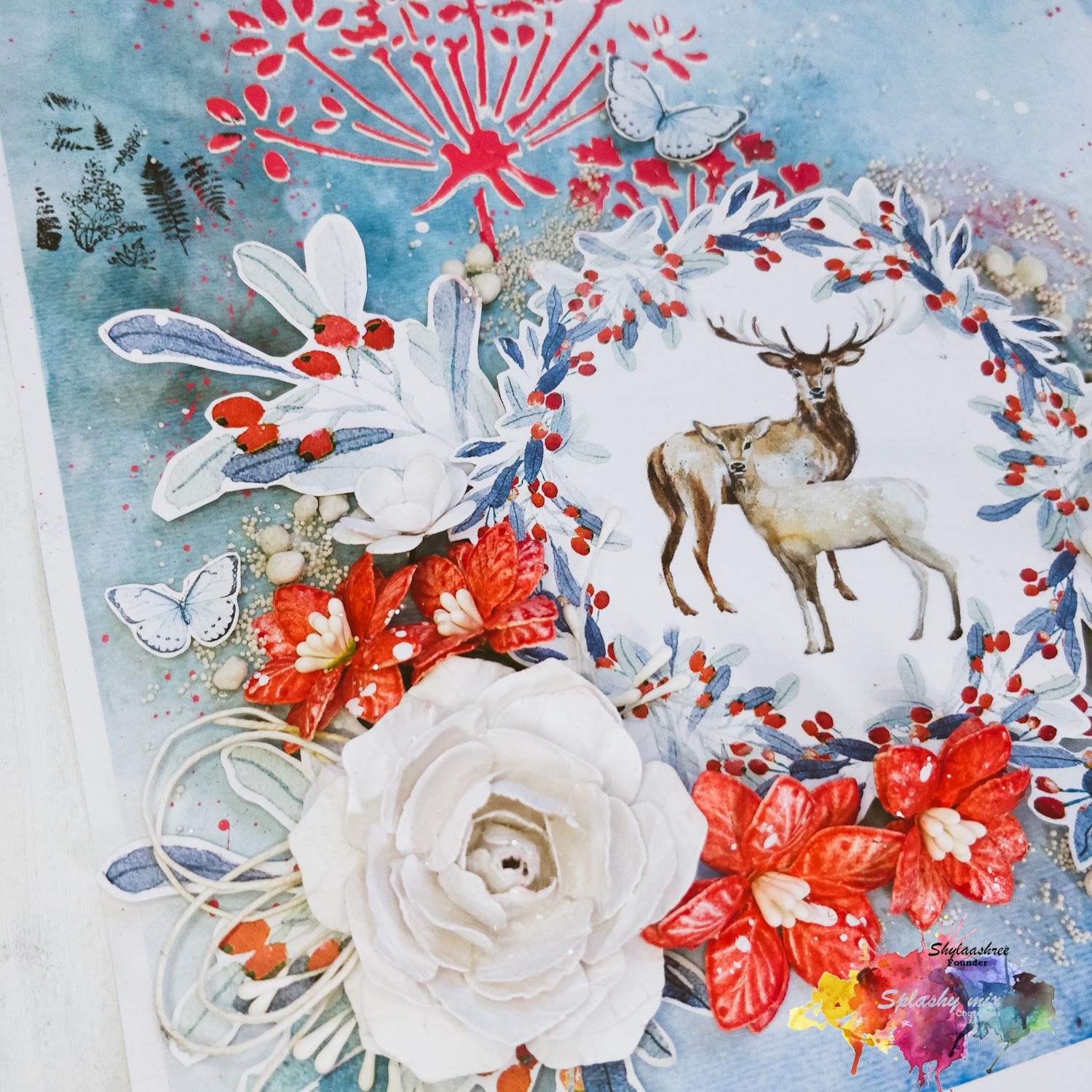 Adhiraacreations: Winter theme mixed media layout