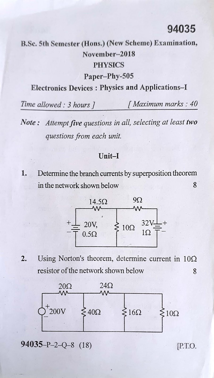 shiksha: B.Sc Hons Physics 5th sem. Exam Paper