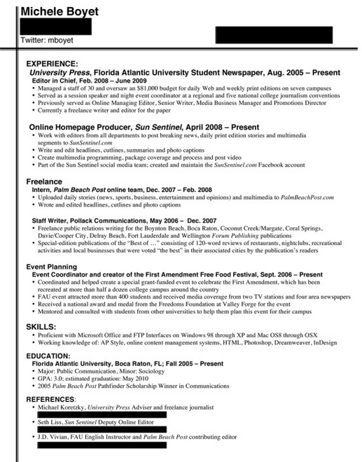 30+ Journalism Student Resume