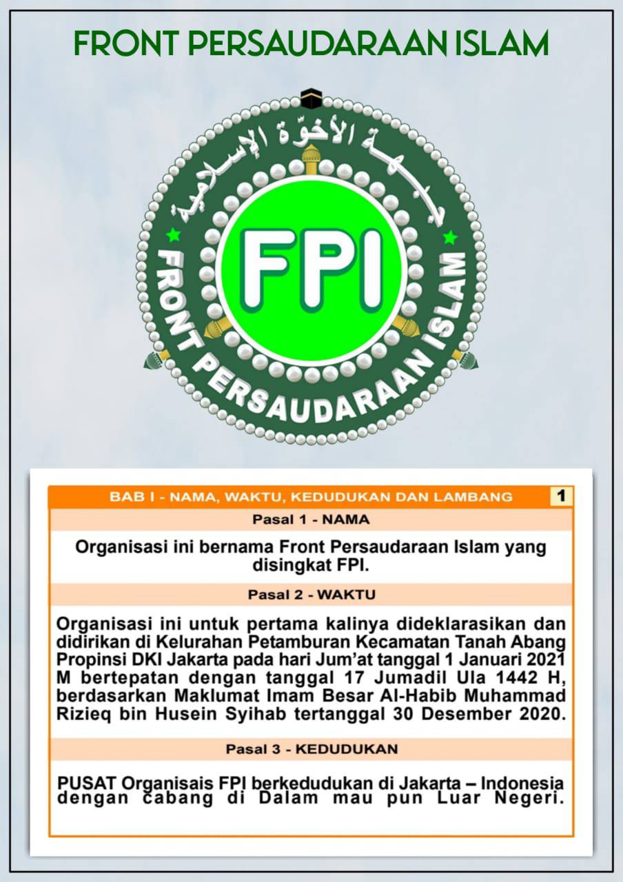 Anggaran Dasar Front Persaudaraan Islam (FPI) - Fakta Kini