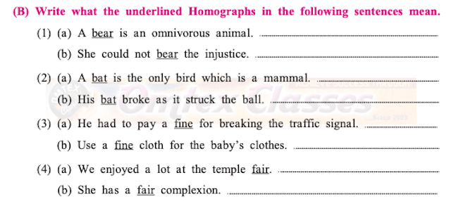 OMTEX CLASSES: Homophones/Homographs Write what the underlined ...