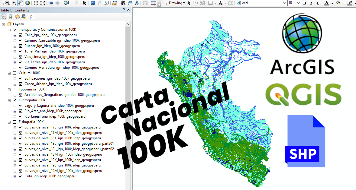 GEO GPS PERÚ: Carta Nacional 100K COMPLETO - Gratis QGIS - ARCGIS