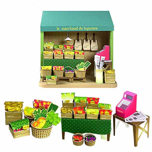 Fruit and Vegetable Stall Papercraft | Paperized Crafts