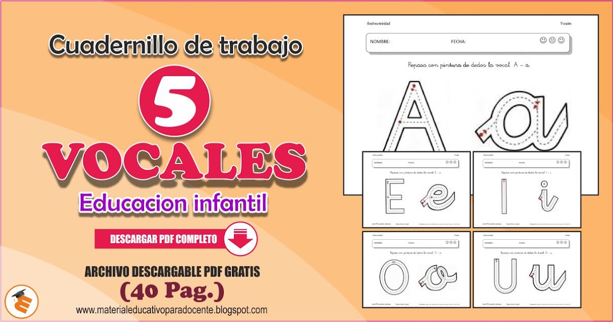 Material Educativo: Material para trabajar las 5 vocales (Trazos ...
