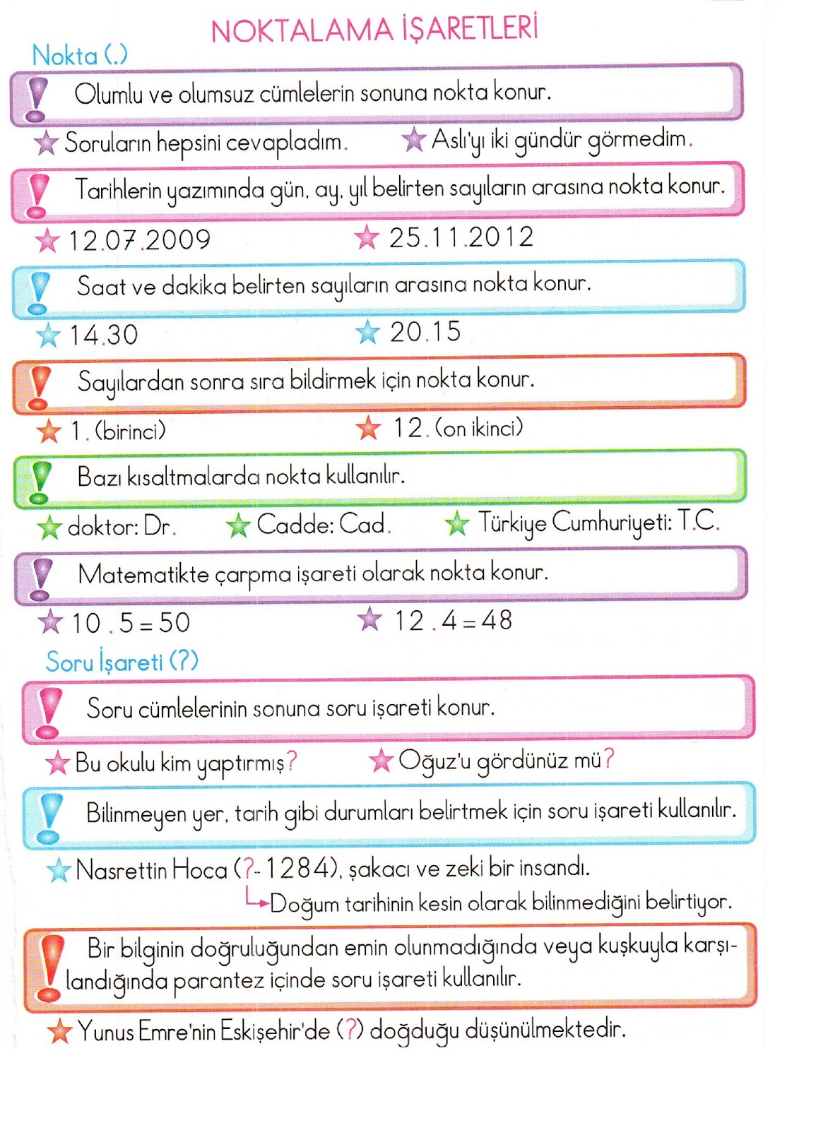 Dil Bilgisi Konu Anlatımı: NOKTA, SORU İŞARETİ