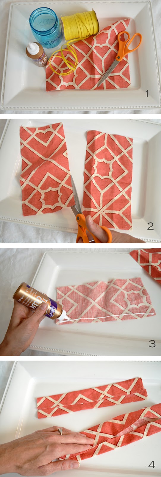 belle maison: DIY Project :: Fabric Wrapped Mason Jars