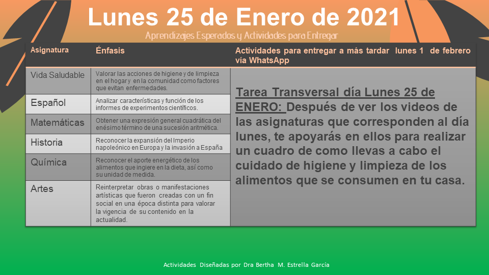 Semana 20 del 25 al 29 de Enero de 2021
