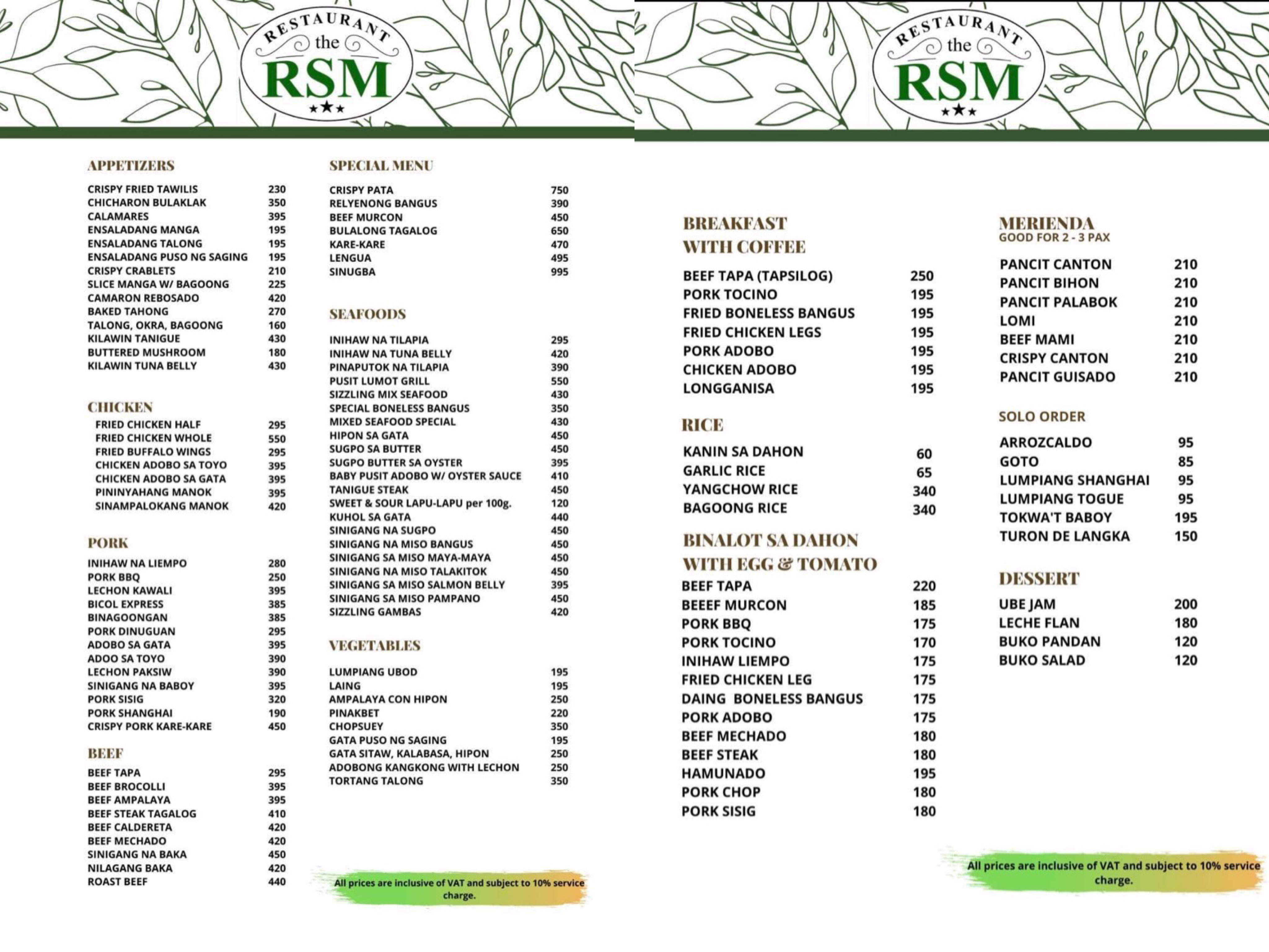 Experience Filipino Cuisine at The RSM by LieSil's Restaurant and ...
