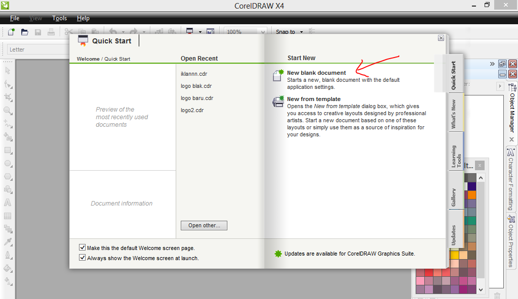Cara Membuat Lembar Kerja Baru (New Blank Document) di CorelDraw X4 ...