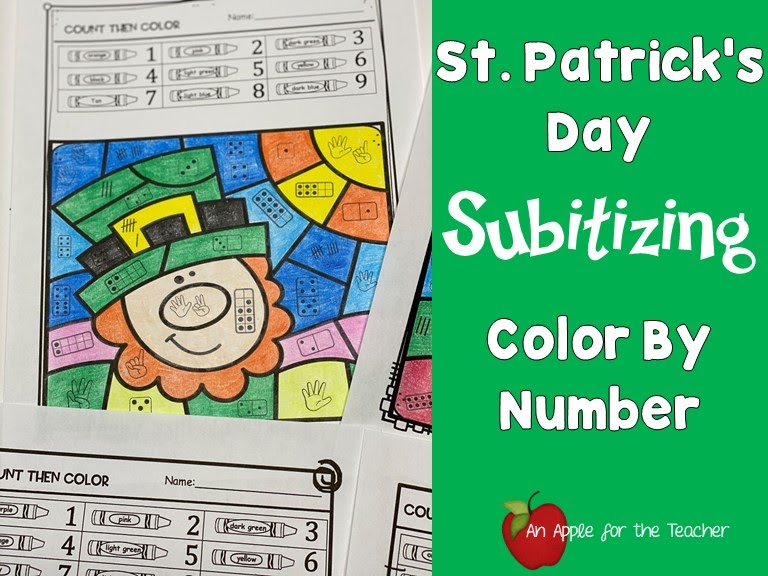 An Apple For The Teacher: St. Patrick's Day Subitizing Color by Number
