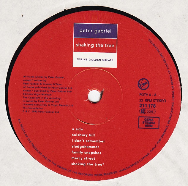 Peter Gabriel Shaking The Tree Album Cover