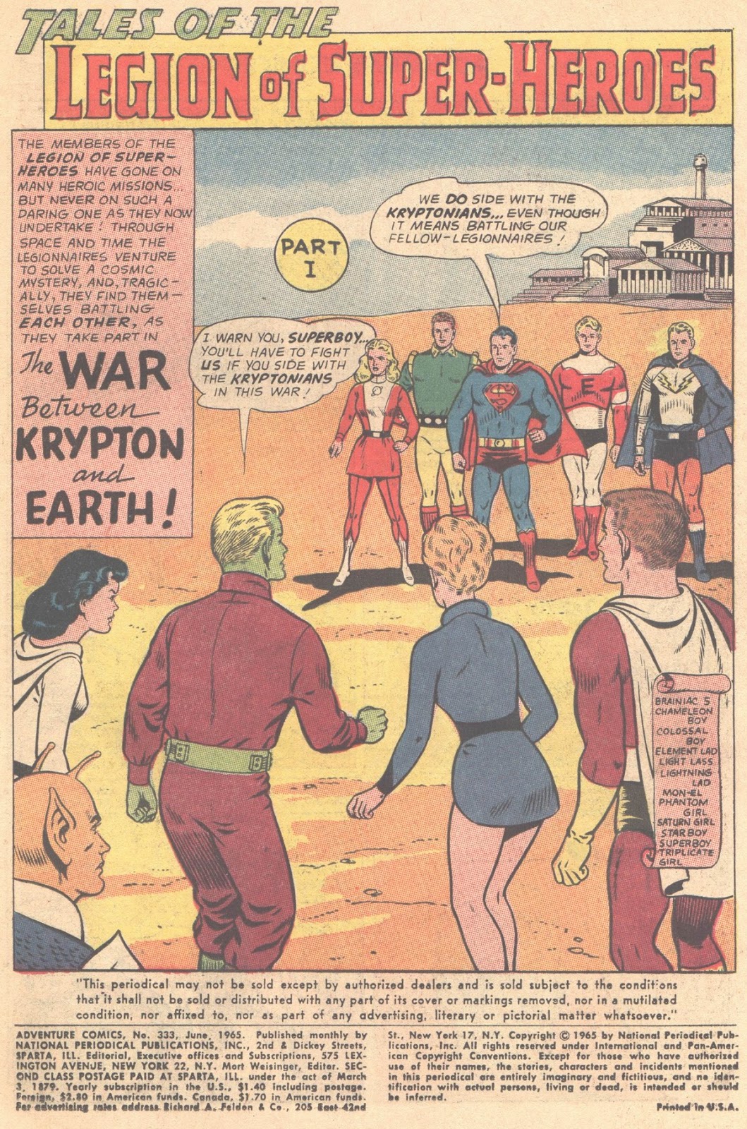 Days of Adventure: Adventure Comics # 333, June, 1965