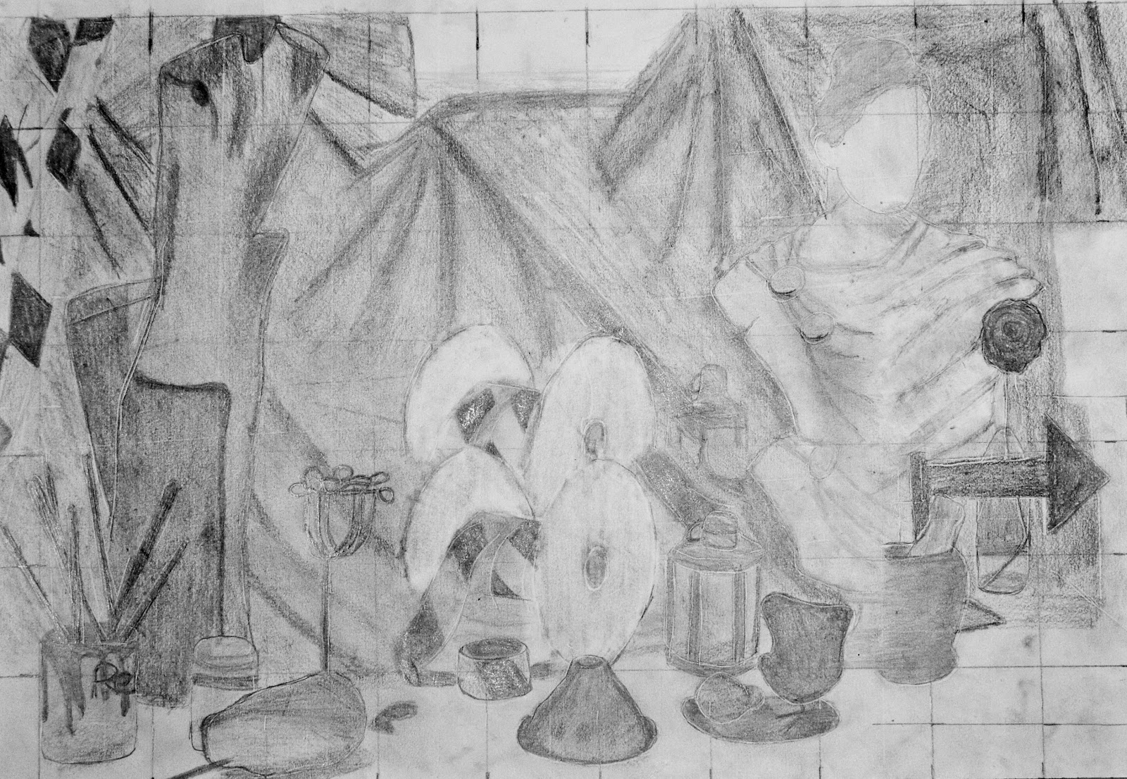 Freehand Drawing 2 Portfolio: Piece 6 Still life [Collage on A3 paper]