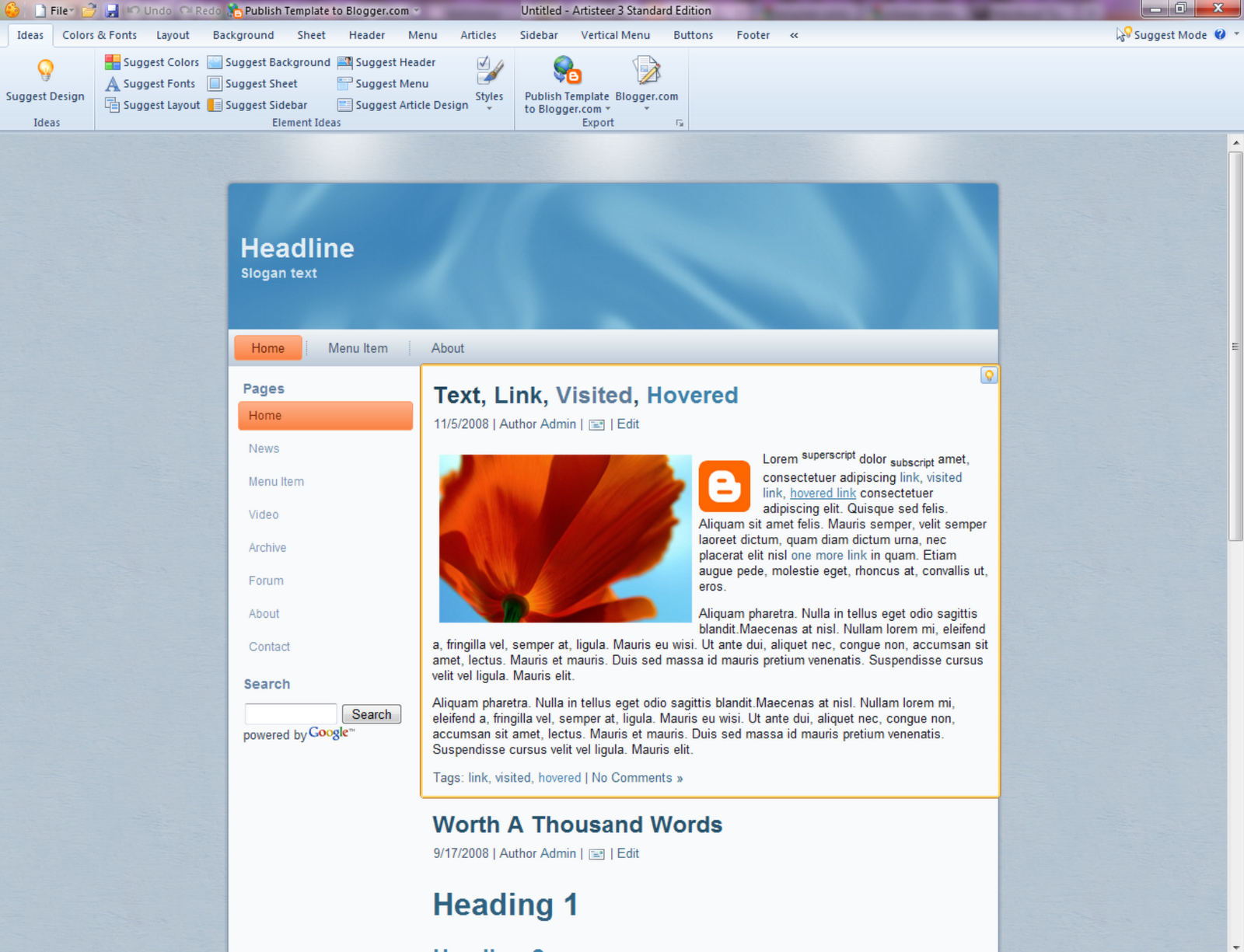 Artisteer project templates - westvietnam