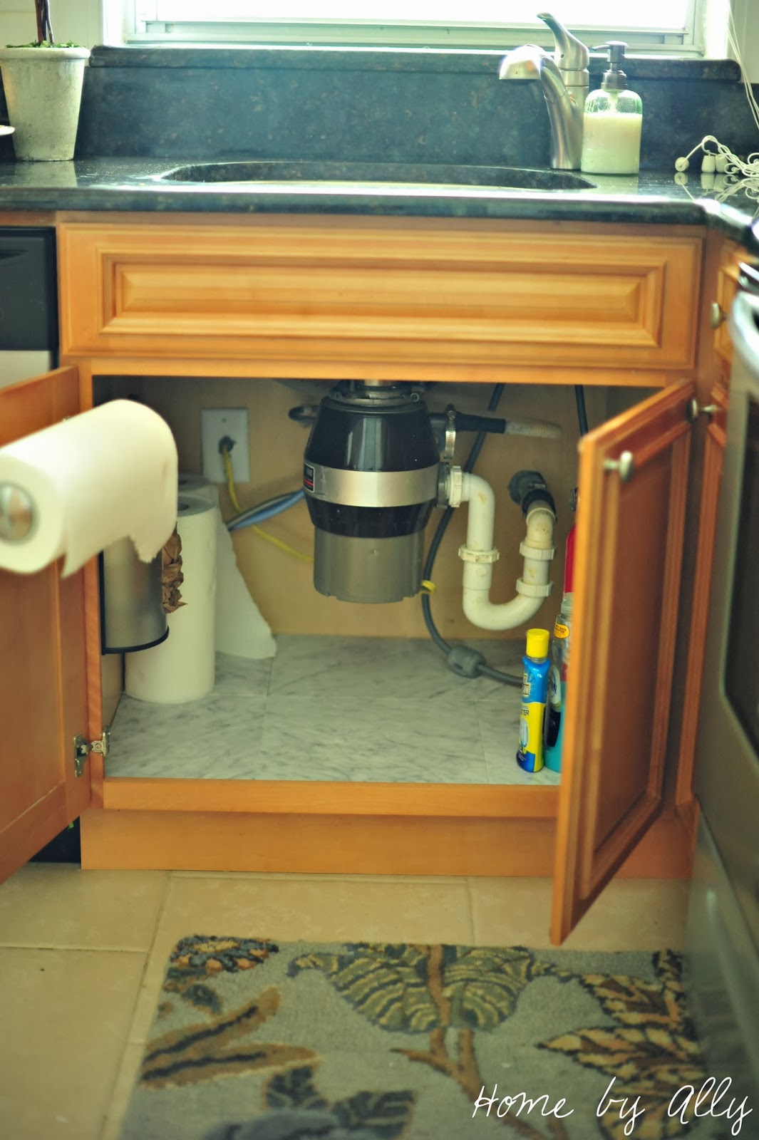 Home by Ally: DIY: Under sink tile and how to keep it clean & organized!