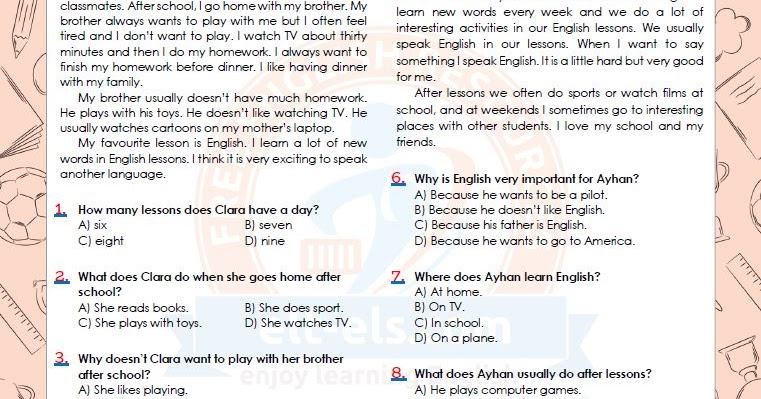 Reading comprehension multiple choice test | www.elt-els.com