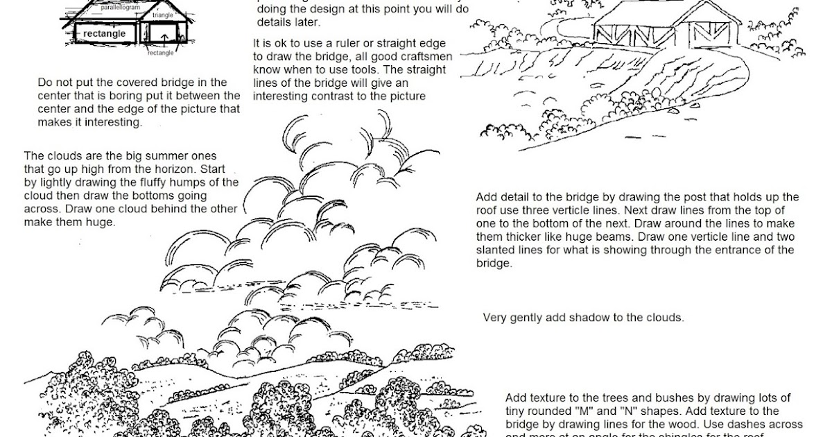 How to Draw Worksheets for The Young Artist: How to Draw a Landscape ...