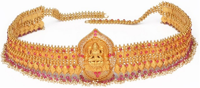 Indian Jewellery and Clothing: Chain type vaddanam with lakshmi in the ...