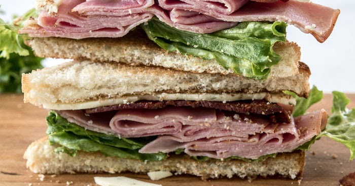 Ham, Bacon, and Green Onion Club Sandwich | anderson + grant