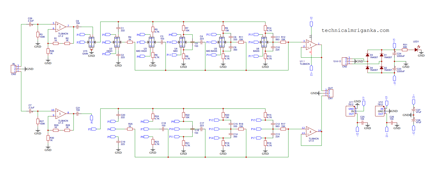 5 Band Stereo Tone Control.
