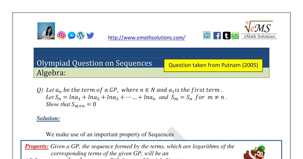 Algebra: Olympiad Question on Sequences (Taken from Putnam 2005)