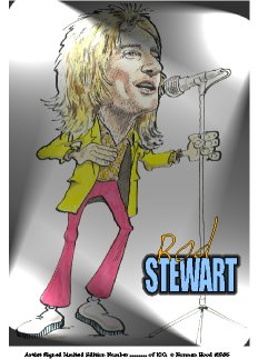 ROCK & BLUES MEMORIES: ROD STEWART CARTOON CARICATURE
