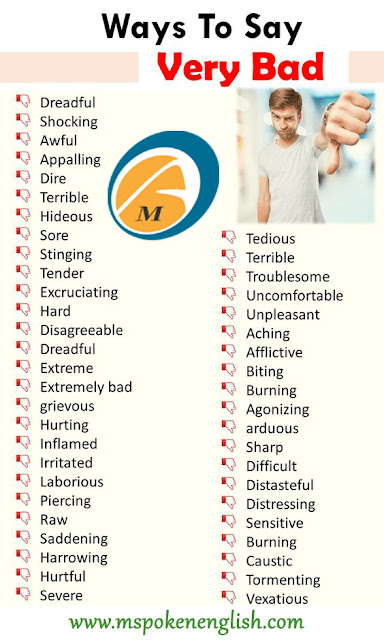 M Spoken English: Ways To Say Very Bad