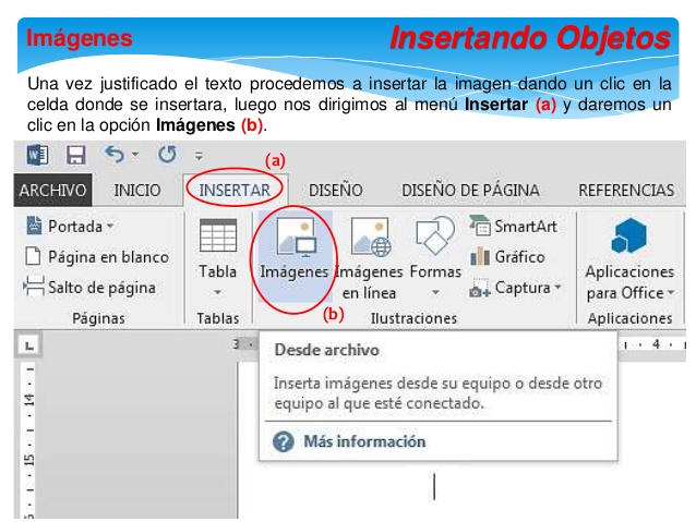 "Paleta, Cinta de Opciones, pestaña de WORD insertar"