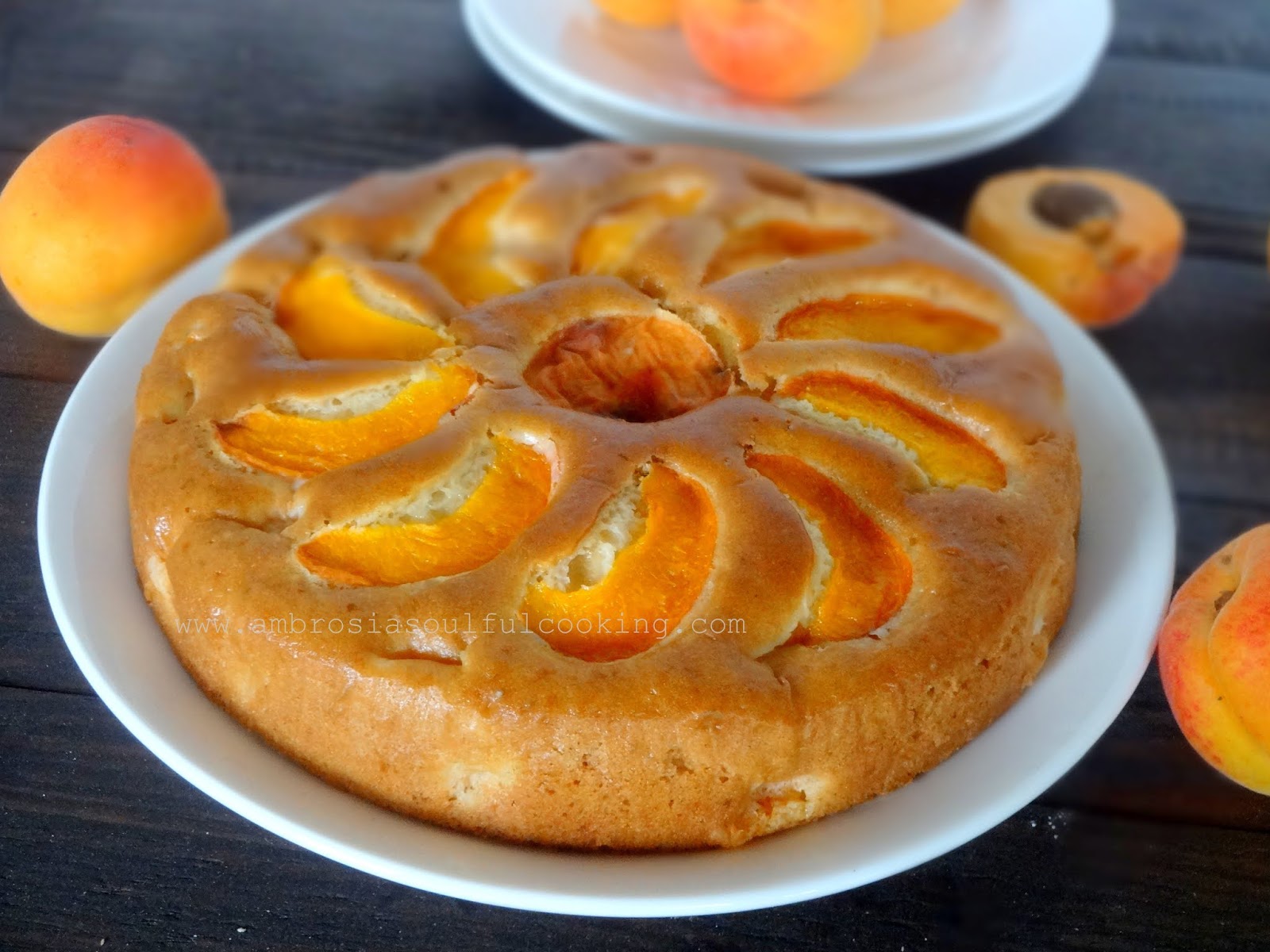 Eggless Fresh Apricot Cake | Ambrosia